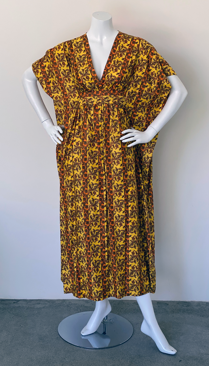 O’pell Orange Gold Print Caftan – The Frippery Palm Springs